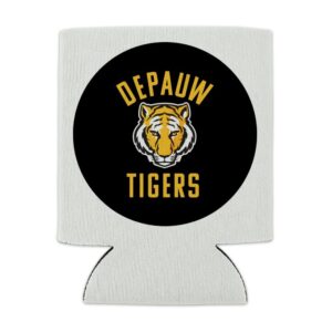 DePauw University Tigers Logo Can Cooler - Drink Sleeve Hugger Collapsible Insulator - Beverage Insulated Holder