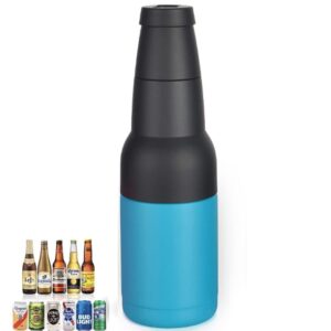 stainless steel vacuum insulated double walled stainless steel cooler with beer opener 3 in 1 beer bottle and can cooler, 12 oz. slim can insulator holder (green)