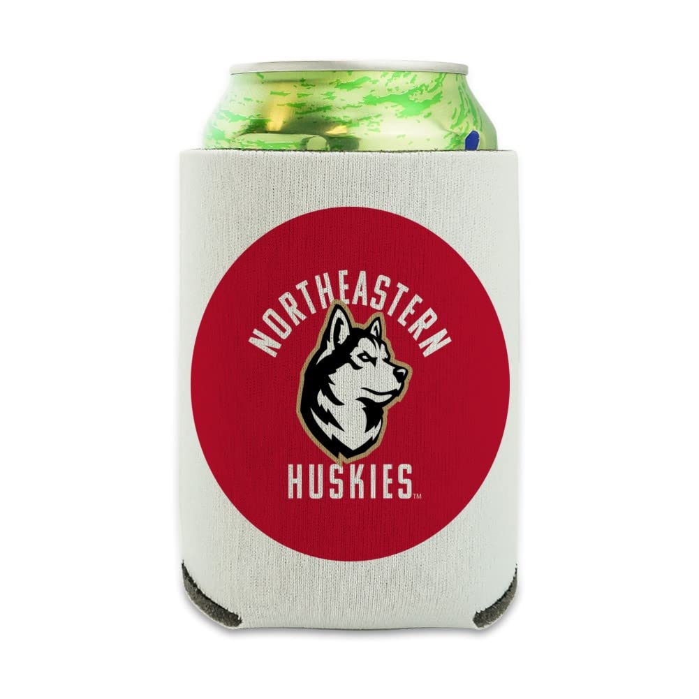 Northeastern University Huskies Logo Can Cooler - Drink Sleeve Hugger Collapsible Insulator - Beverage Insulated Holder