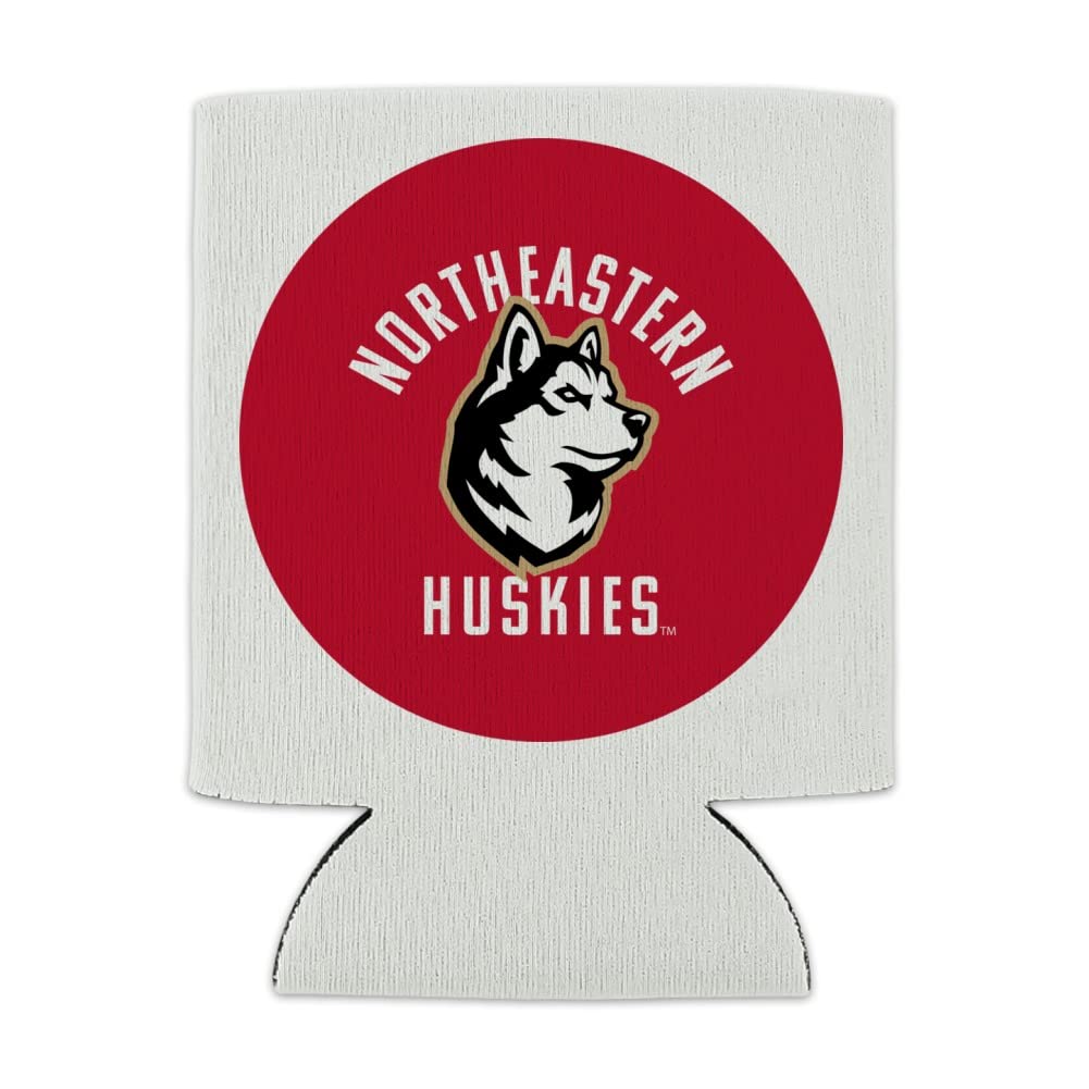 Northeastern University Huskies Logo Can Cooler - Drink Sleeve Hugger Collapsible Insulator - Beverage Insulated Holder