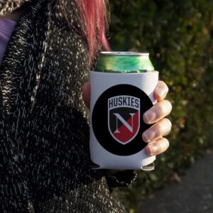 Northeastern University Secondary Logo Can Cooler - Drink Sleeve Hugger Collapsible Insulator - Beverage Insulated Holder