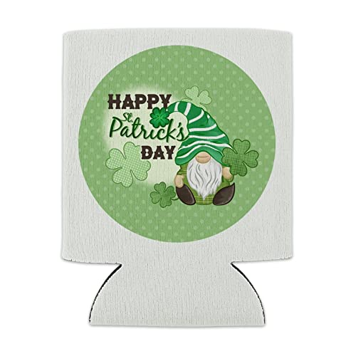 St. Patrick Day Gnome Can Cooler - Drink Sleeve Hugger Collapsible Insulator - Beverage Insulated Holder