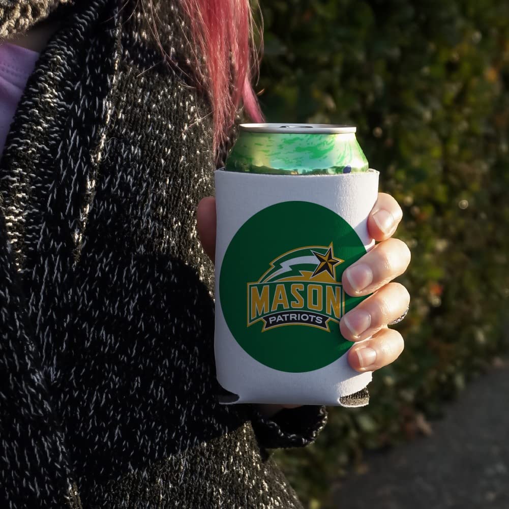 George Mason University Primary Logo Can Cooler - Drink Sleeve Hugger Collapsible Insulator - Beverage Insulated Holder