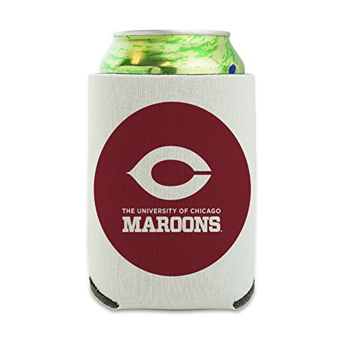 University of Chicago Maroons Logo Can Cooler - Drink Sleeve Hugger Collapsible Insulator - Beverage Insulated Holder