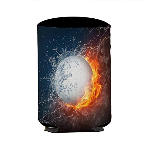 Can Cooler Sleeves Coozies for Cans And Bottles Insulators Golf Ball Fire Water Print PVC Elastic Reusable