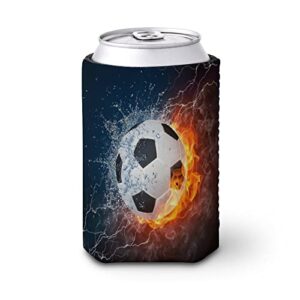 can cooler sleeves coozies for cans and bottles insulators soccer ball fire water print pvc elastic reusable