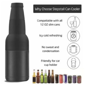 Stainless Steel Beer Cola Can with Opener, Double Walled Black Insulated Beverage Cooler for Home Outdoor Camping