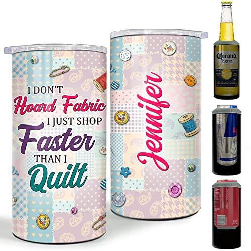 SANDJEST Personalized Sewing Tumbler Sewing Pattern 4 in 1 16oz Tumbler Can Cooler Coozie Stainless Steel Tumbler Gift for Women Quilting Crochet Lover Mom Grandma Birthday Christmas