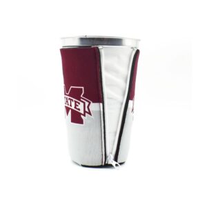 Mississippi State University MSU Bulldogs Split BigSip All-in-One Adjustable Neoprene Insulated Drink Holder with Zippers