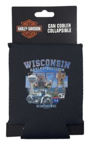 harley-davidson custom wisconsin harley-davidson neoprene flat can wrap - black