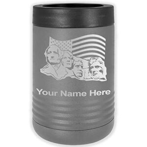 lasergram double wall insulated beverage can holder, mount rushmore, personalized engraving included (standard can, gray)