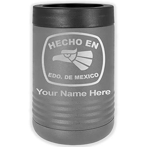 LaserGram Double Wall Insulated Beverage Can Holder, Hecho en Edo de Mexico, Personalized Engraving Included (Standard Can, Gray)