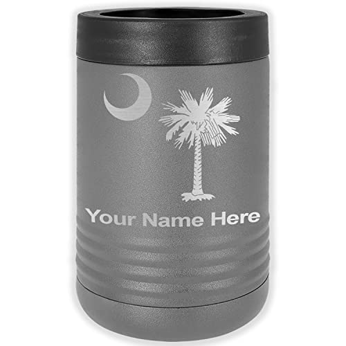 LaserGram Double Wall Insulated Beverage Can Holder, Flag of South Carolina, Personalized Engraving Included (Standard Can, Gray)