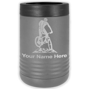 lasergram double wall insulated beverage can holder, mountain bike, personalized engraving included (standard can, gray)