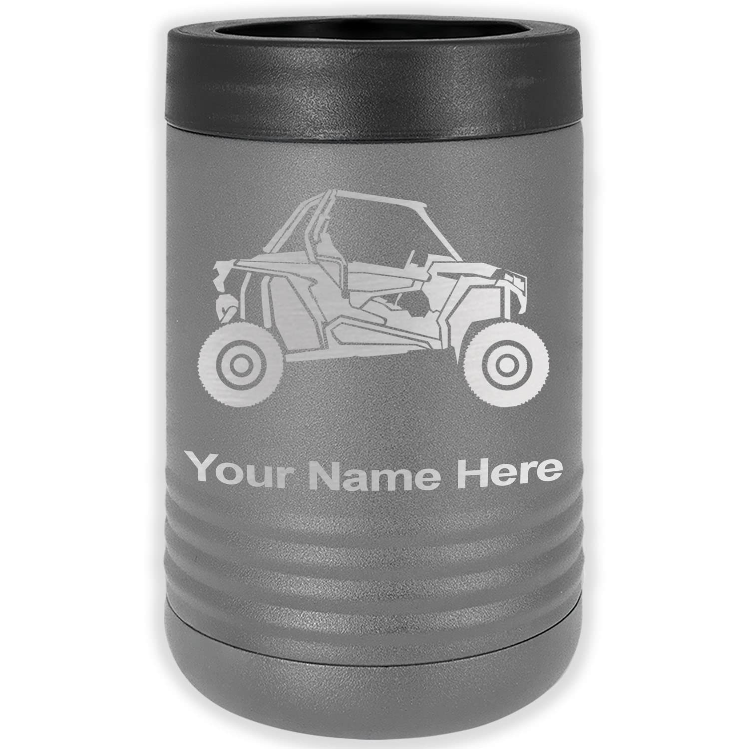 LaserGram Double Wall Insulated Beverage Can Holder, Off Road Racer, Personalized Engraving Included (Standard Can, Gray)