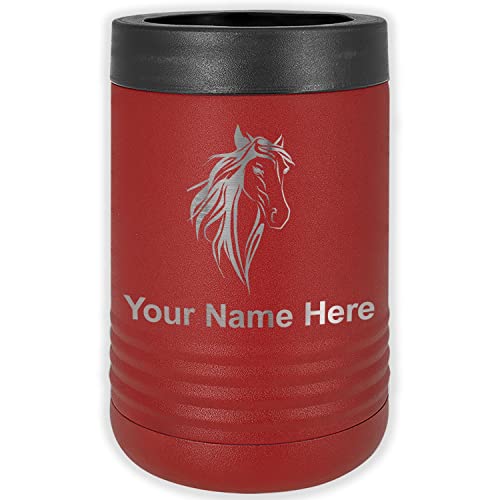 LaserGram Double Wall Insulated Beverage Can Holder, Horse Head 3, Personalized Engraving Included (Standard Can, Maroon)