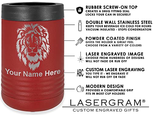 LaserGram Double Wall Insulated Beverage Can Holder, Horse Head 3, Personalized Engraving Included (Standard Can, Maroon)