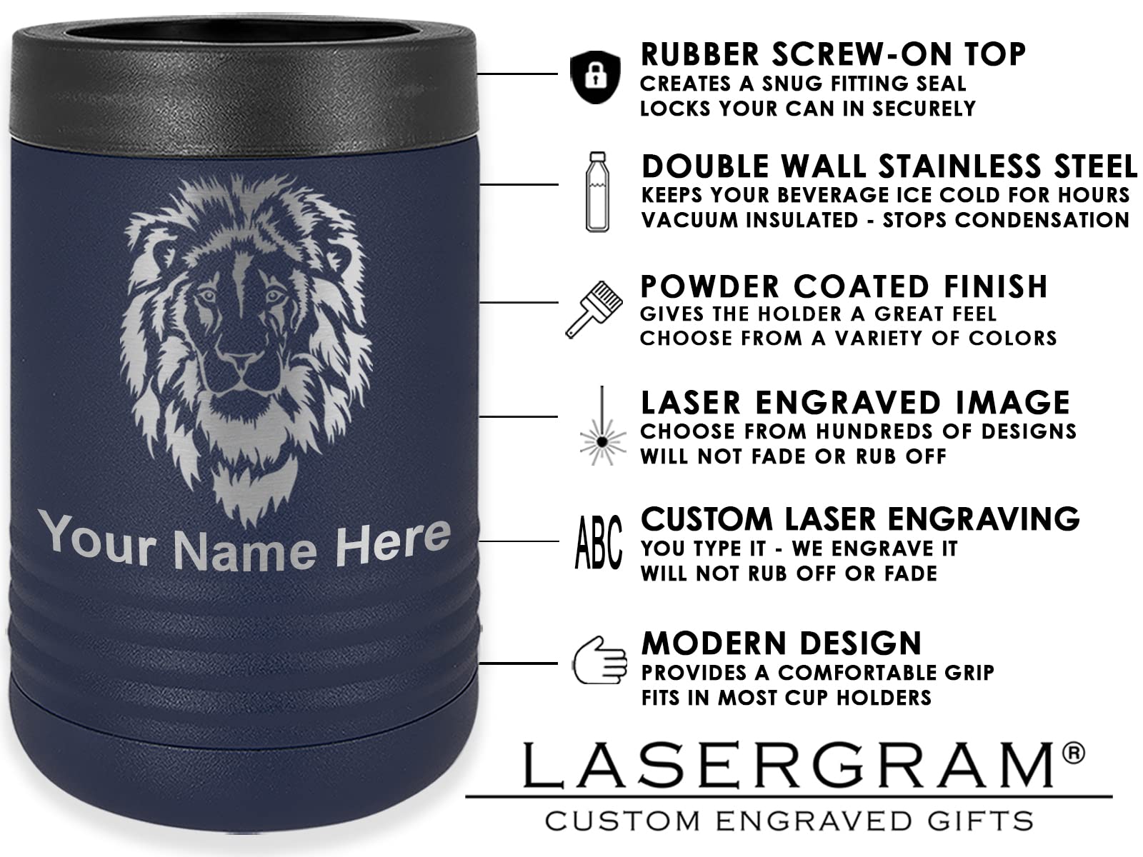 LaserGram Double Wall Insulated Beverage Can Holder, CNA Certified Nurse Assistant, Personalized Engraving Included (Standard Can, Navy Blue)