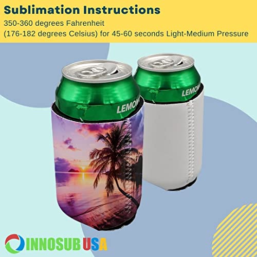 Sublimation Blank Products Can Cooler Neoprene 12 OZ Blank 5 Pack for Dye Printing - made by INNOSUB USA