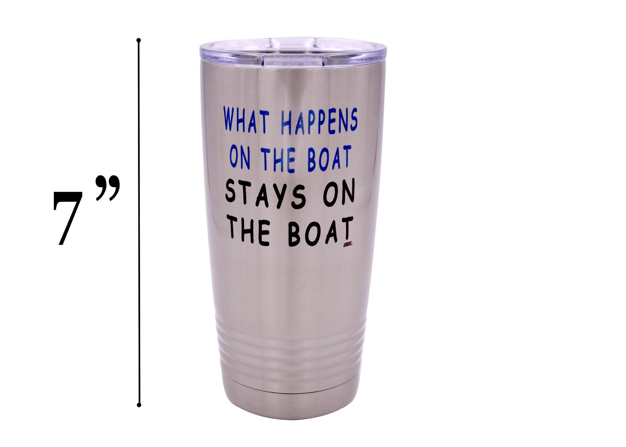 Rogue River Tactical Large Funny Fishing 20 Ounce Travel Tumbler Mug Cup w/Lid What Happens on The Boat Stays On The Boat Fishing Gift Fish