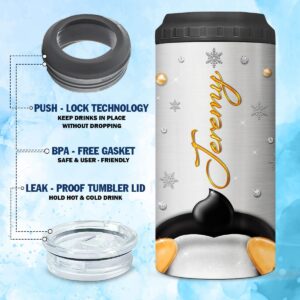 KOIXA Personalized Can Cooler Penguin Tumbler Stainless Steel Insulated Coozie 4-in-1 Beverage Can Holder Travel Cup Cute Animal Flower Christmas Birthday Gifts For Teens Girls