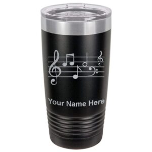 lasergram 20oz vacuum insulated tumbler mug, music staff, personalized engraving included (black)