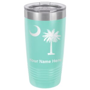 lasergram 20oz vacuum insulated tumbler mug, flag of south carolina, personalized engraving included (teal)