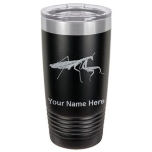 lasergram 20oz vacuum insulated tumbler mug, praying mantis, personalized engraving included (black)