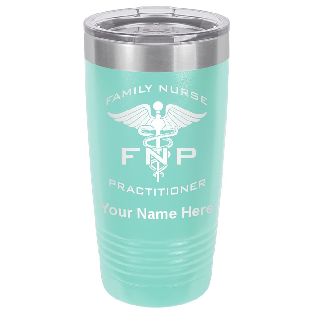 LaserGram 20oz Vacuum Insulated Tumbler Mug, FNP Family Nurse Practitioner, Personalized Engraving Included (Teal)