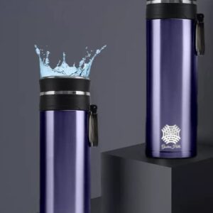 Stainless Steel Insulated Double Wall Leak Proof Tumbler Vacuum Flask with Flavor Infuser BPA Free 17.5 oz (Dark Blue)