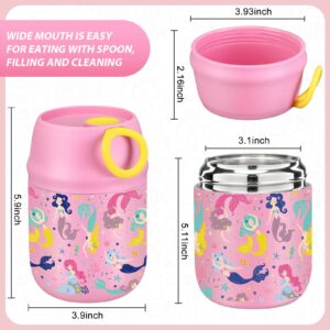 Healthlif 17oz Thermo for Hot Food, Vacuum Soup Thermo Small Kids Hot Food Container with Spoon, Stainless Steel Lunch Box Insulated Food Jar Leak Proof Soup Thermo for Adult Kids（Pink）