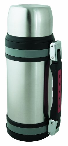 Brentwood Vacuum Stainless Steel Food and Beverage Bottle with Red Handle, 1.5-Liter