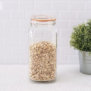 Home Basics X-Large Mason Jar With Lid (Clear) Single Mason Jar For Pickles, Sauces, Jelly, Condiments, and Snacks | Mason Jar With Bail Lid and Rubber Gasket | Holds 8 Cups