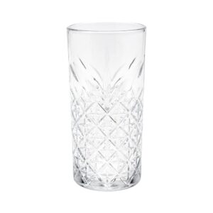 Restaurantware Timeless 15 Ounce Tall Beverage Glasses Set of 6 Etched Drinking Glasses - Dishwasher-Safe Chip-Resistant Clear Glass Water Glasses Lead-Free For All Types Of Drinks