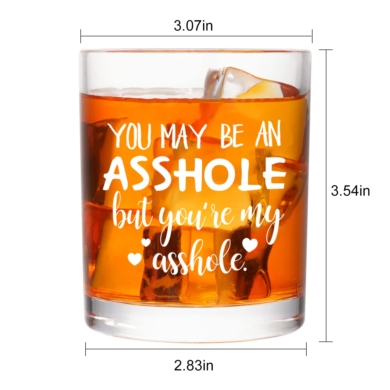 DAZLUTE You May Be an Asshole But You’re My Asshole Whiskey Glass, Funny Valentine's Day Gifts Fiance Gifts for Men Husband Fiance Him Mr Boyfriend Couples, Gag Gifts for Birthday Anniversary, 10 Oz