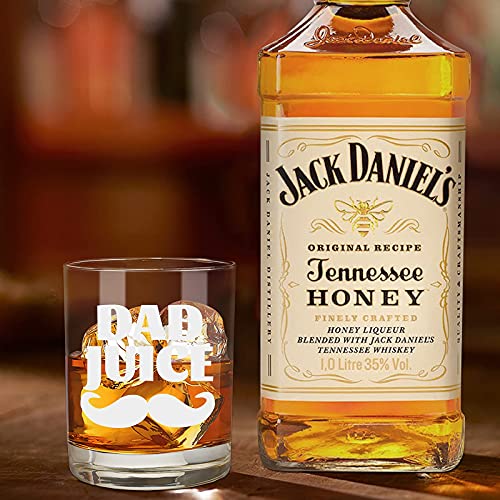 Dad Juice Funny Whiskey Glass Gift for Dad - Novelty Birthday, Fathers Day, Christmas Gift for Dad, Unique Dad Christmas Gift from Daughter, Son, Wife, Kids, Cool Present Ideas for Family Dad, 11 oz