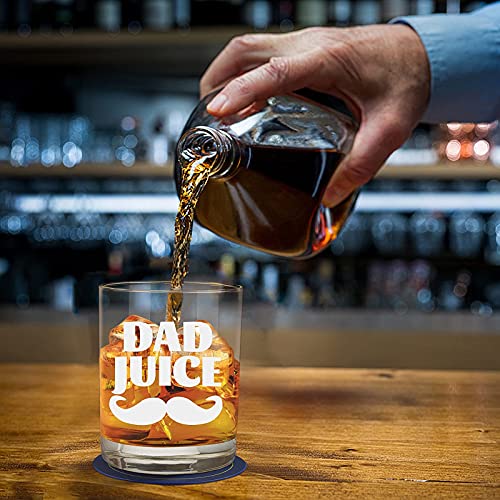 Dad Juice Funny Whiskey Glass Gift for Dad - Novelty Birthday, Fathers Day, Christmas Gift for Dad, Unique Dad Christmas Gift from Daughter, Son, Wife, Kids, Cool Present Ideas for Family Dad, 11 oz