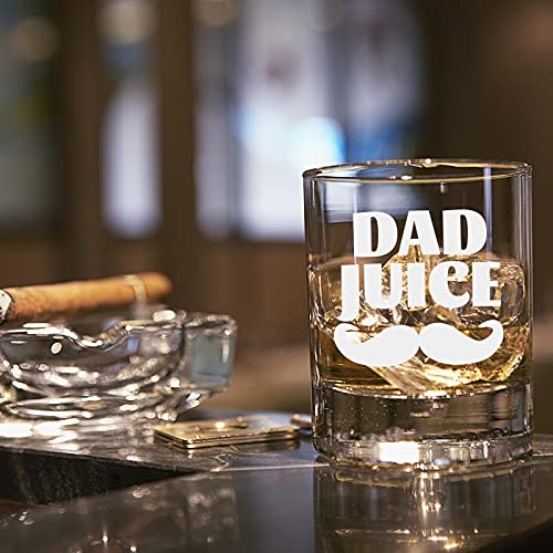 Dad Juice Funny Whiskey Glass Gift for Dad - Novelty Birthday, Fathers Day, Christmas Gift for Dad, Unique Dad Christmas Gift from Daughter, Son, Wife, Kids, Cool Present Ideas for Family Dad, 11 oz