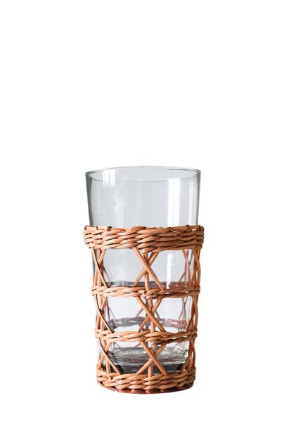 Seagrass Rattan Cage Highball Set of 6 Glassware