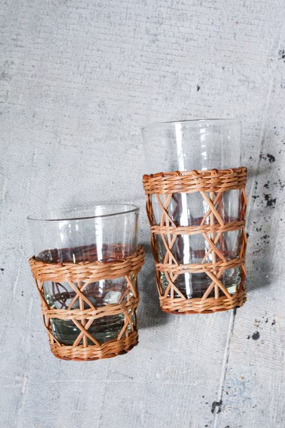 Seagrass Rattan Cage Highball Set of 6 Glassware