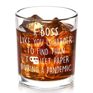 futtumy bosses day gift for men, a boss like you is harder to find whiskey glass, funny boss gift going away gift farewell gift office gift for men best boss manger leader, boss rock glass 10 oz