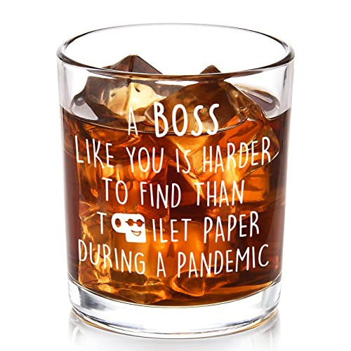 Futtumy Bosses Day Gift for Men, A Boss Like You Is Harder to Find Whiskey Glass, Funny Boss Gift Going Away Gift Farewell Gift Office Gift for Men Best Boss Manger Leader, Boss Rock Glass 10 oz