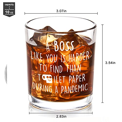 Futtumy Bosses Day Gift for Men, A Boss Like You Is Harder to Find Whiskey Glass, Funny Boss Gift Going Away Gift Farewell Gift Office Gift for Men Best Boss Manger Leader, Boss Rock Glass 10 oz