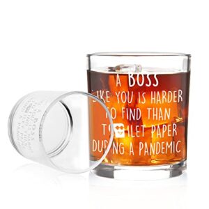 Futtumy Bosses Day Gift for Men, A Boss Like You Is Harder to Find Whiskey Glass, Funny Boss Gift Going Away Gift Farewell Gift Office Gift for Men Best Boss Manger Leader, Boss Rock Glass 10 oz