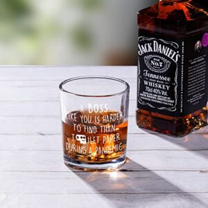 Futtumy Bosses Day Gift for Men, A Boss Like You Is Harder to Find Whiskey Glass, Funny Boss Gift Going Away Gift Farewell Gift Office Gift for Men Best Boss Manger Leader, Boss Rock Glass 10 oz