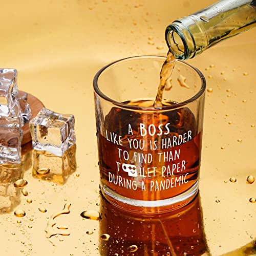 Futtumy Bosses Day Gift for Men, A Boss Like You Is Harder to Find Whiskey Glass, Funny Boss Gift Going Away Gift Farewell Gift Office Gift for Men Best Boss Manger Leader, Boss Rock Glass 10 oz