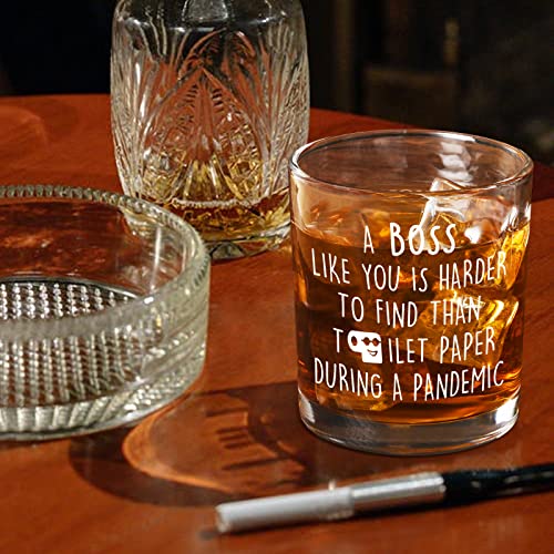 Futtumy Bosses Day Gift for Men, A Boss Like You Is Harder to Find Whiskey Glass, Funny Boss Gift Going Away Gift Farewell Gift Office Gift for Men Best Boss Manger Leader, Boss Rock Glass 10 oz