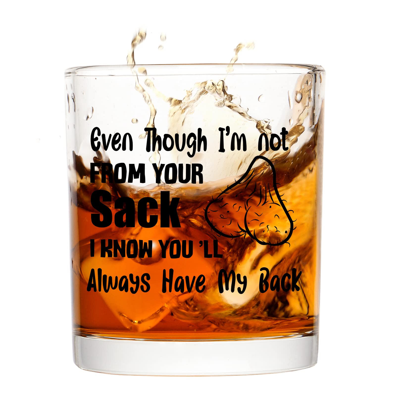 Futtumy Step Dad Gifts from Son Daughter, Even Though I'm Not From Your Sack Whiskey Glass 10oz, Funny Father’s Day Gift Christmas Gift Birthday Gift for Men Dad Father Step dad Bonus Dad Step Father