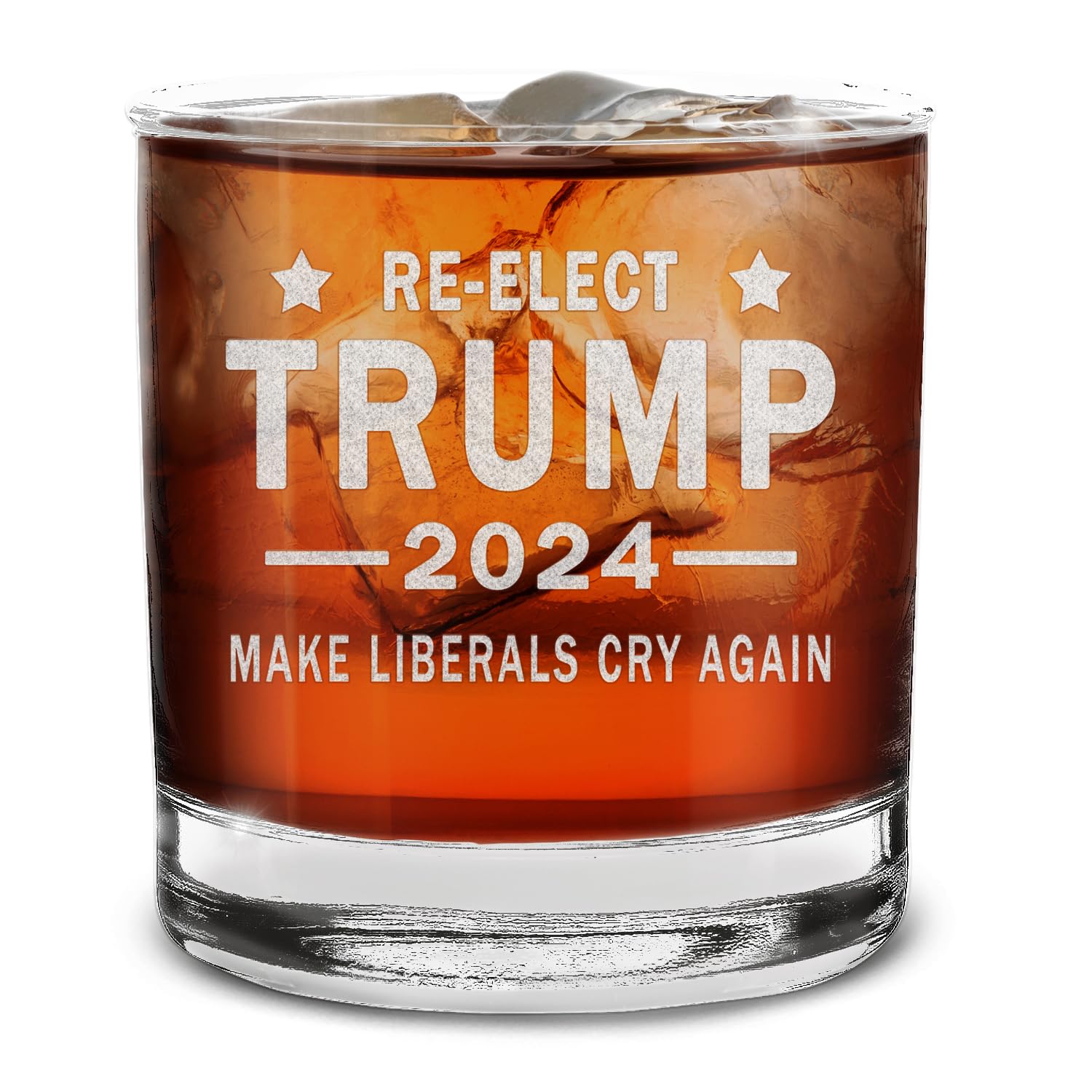 shop4ever Re-Elect Trump 2024 Make Liberals Cry Again Engraved Whiskey Glass