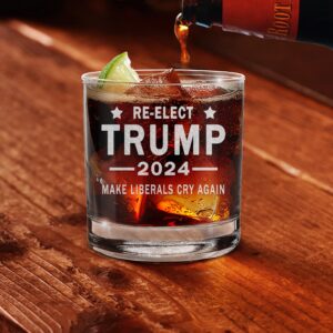 shop4ever Re-Elect Trump 2024 Make Liberals Cry Again Engraved Whiskey Glass